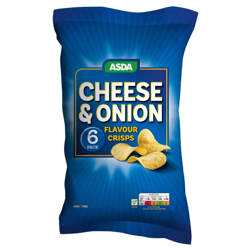 Check Halal status of Asda Cheese & Onion Multipack Crisps 6x25g ...