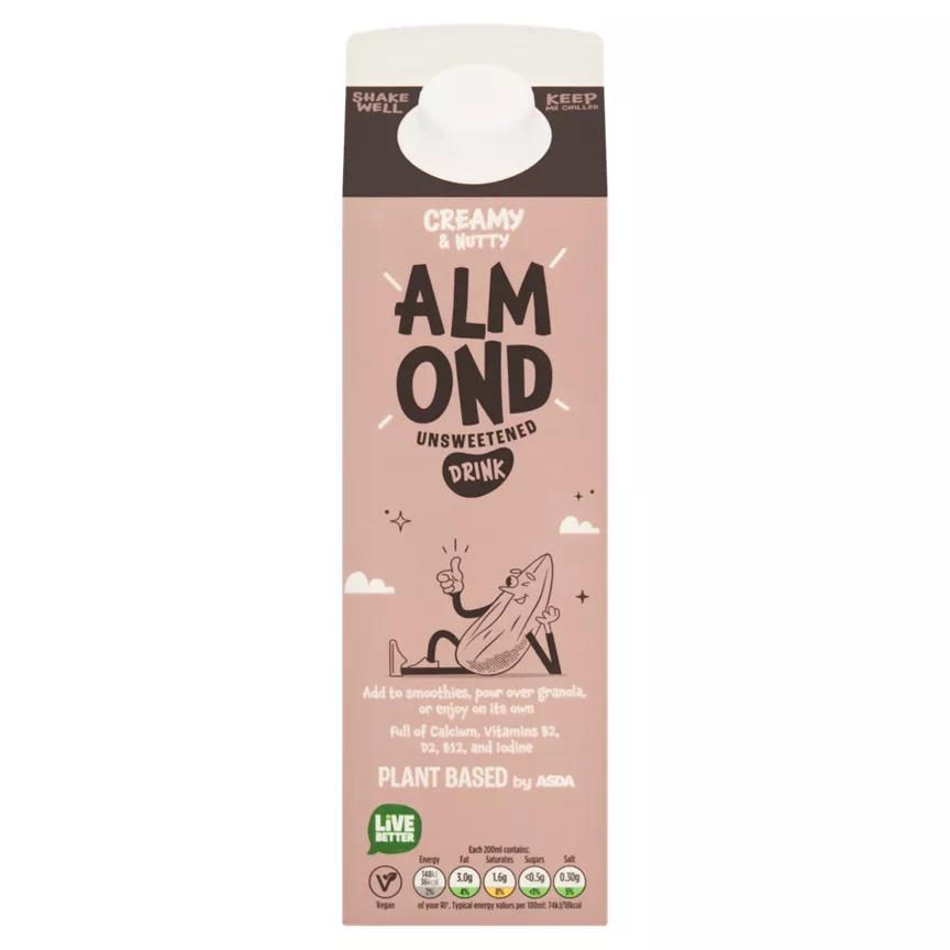 Plant Based by Asda Almond Unsweetened 1 Litre is halal suitable, vegan ...