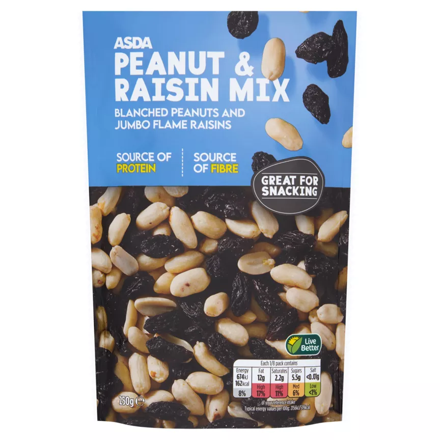 Asda Peanut & Raisin Mix 250g is halal suitable | Halal Check