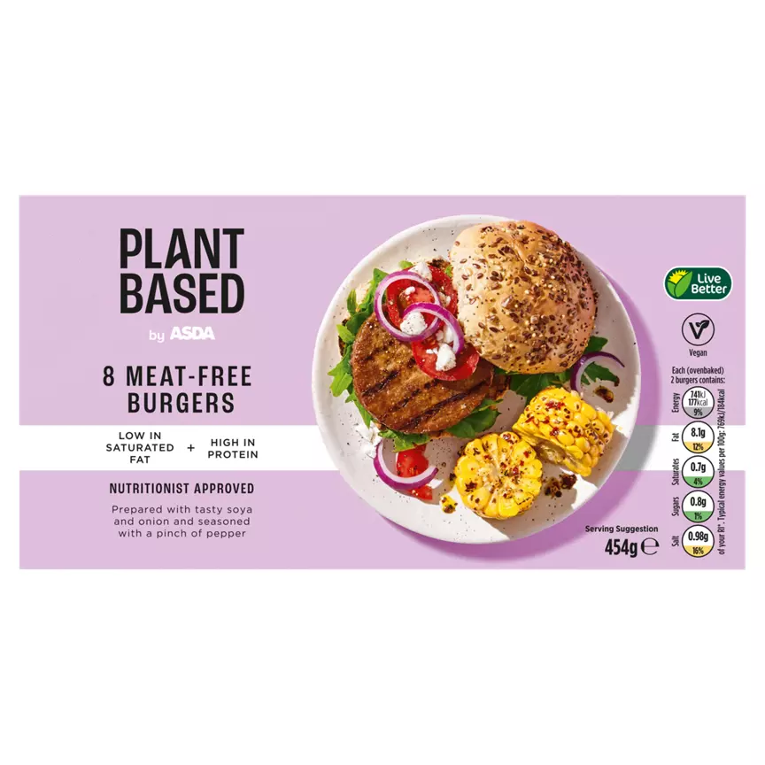 Plant Based by ASDA 8 Meat-Free Burgers is Halal, Install Mustakshif