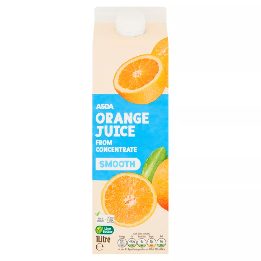 Asda Smooth Orange Juice from Concentrate 1lt is halal suitable | Halal ...