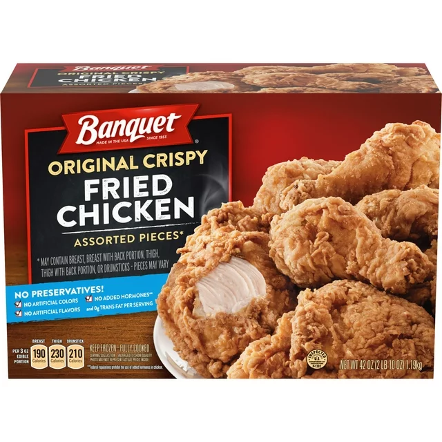 Banquet Original Crispy Fried Chicken Assorted Pieces Frozen Chicken ...