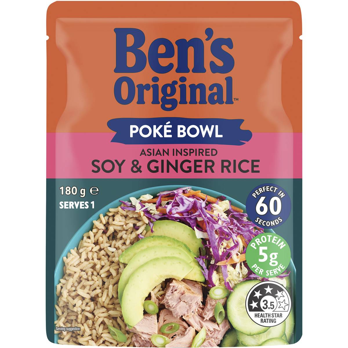 Ben's Original Poke Bowl Soy & Ginger Microwave Rice Pouch 180g is ...