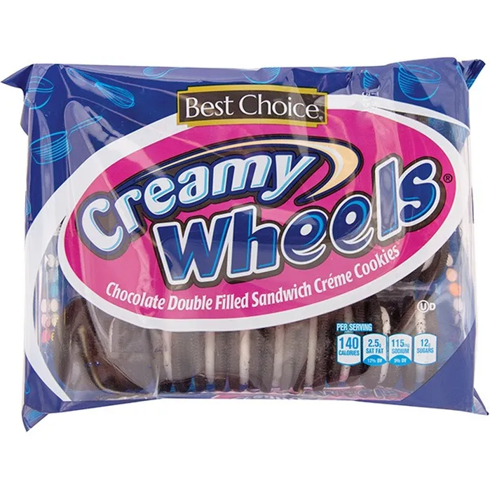 Best Choice Double Stuffed Chocolate Creamy Wheels Sandwich Cookies ...