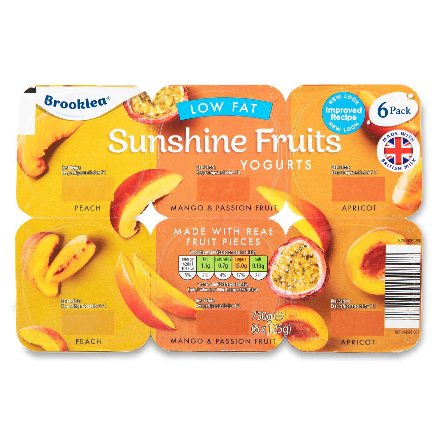 Check Halal status of Brooklea Sunshine Fruits Low Fat Yogurts 6x125g ...