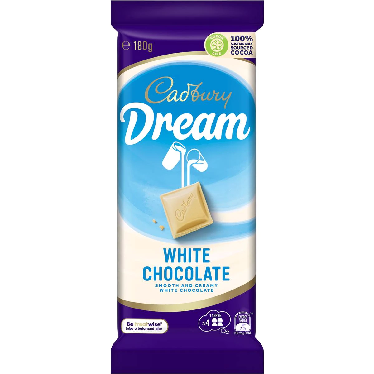 Cadbury Dream White Chocolate Block 180g is Halal, Install Mustakshif