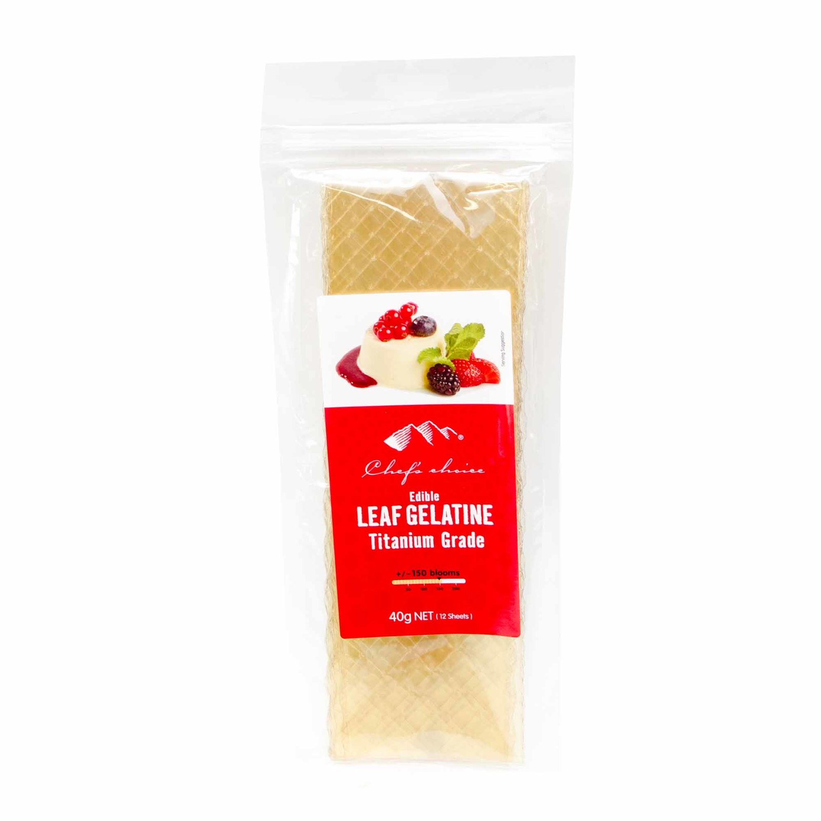 CHEF'S CHOICE EDIBLE LEAF GELATINE TITANIUM GRADE X12 40G is not Halal ...