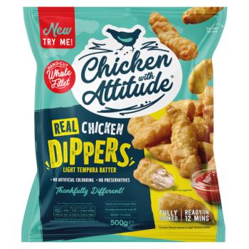 Chicken with Attitude Real Chicken Dippers Light Tempura Batter 500g is ...