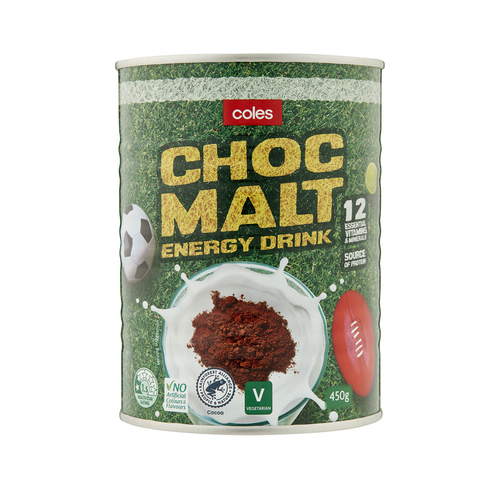 Coles Chocolate Malt Energy Drink | 450g is Halal, Install Mustakshif