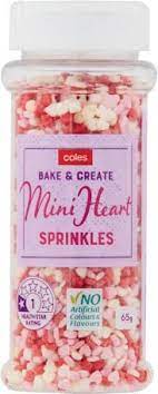 Coles Bake & Create Mini Hearts Sprinkles (100g) - INGREDIENTS MISSING ...