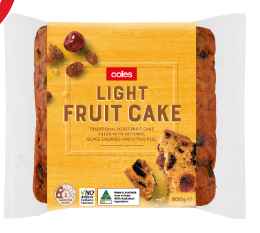 Coles Bakery Light Fruit Cake | 800g is Halal, Install Mustakshif