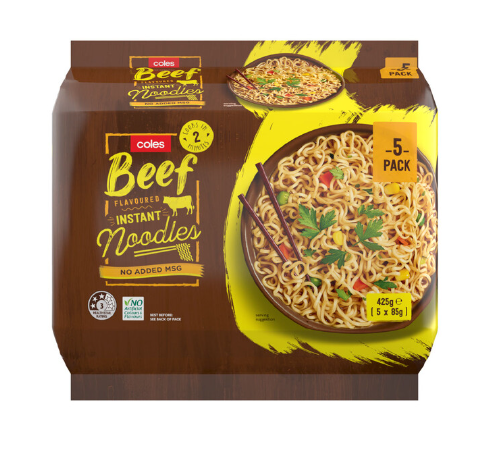 Coles Beef Instant Noodles 5x85g | 425g is not Halal, Install Mustakshif
