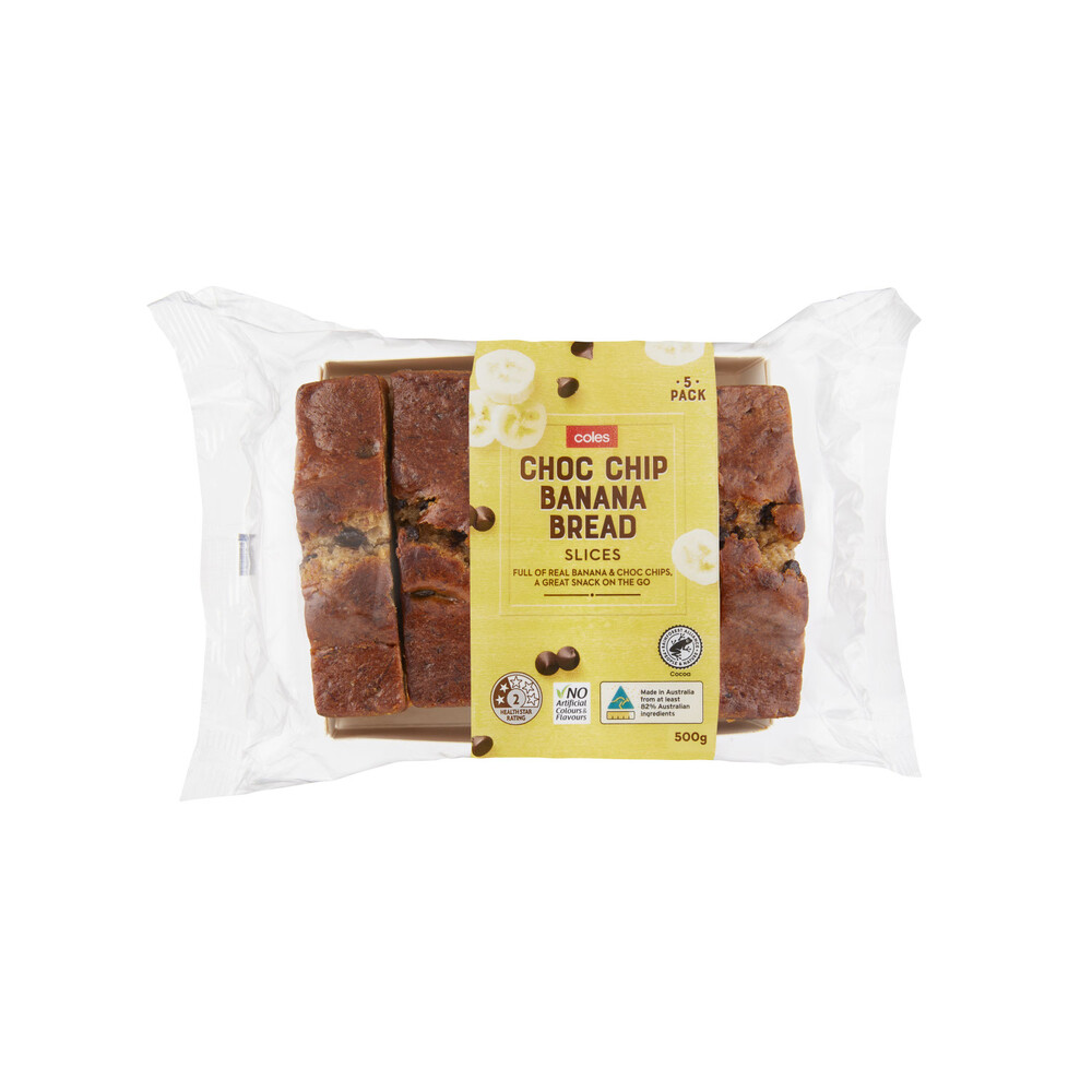 Coles Choc Chip Banana Bread Slices 5 Pack | 500g is Halal, Install ...
