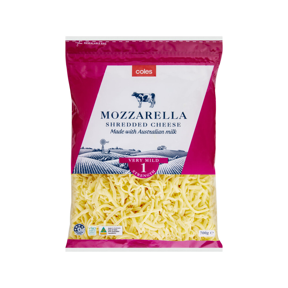 Coles Mozzarella Shredded Cheese | 700gr is Halal, Install Mustakshif