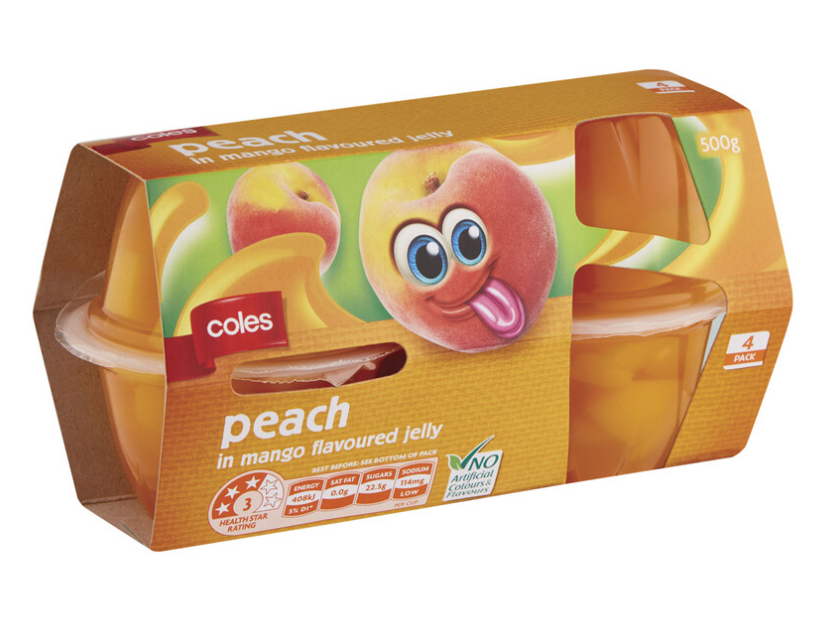 Coles Peach in mango flavoured jelly is Halal, Install Mustakshif