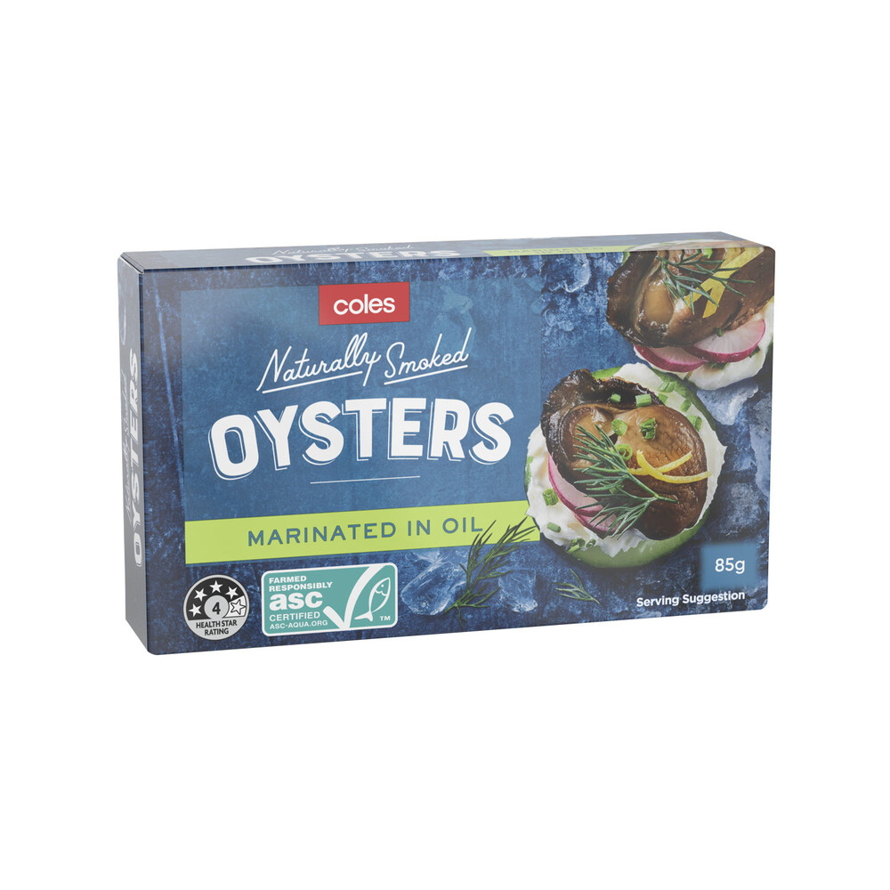 Check Halal status of Coles Smoked Oysters In Oil | 85g, Install Mustakshif
