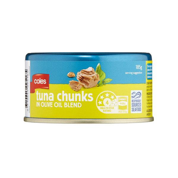 Check Halal status of Coles Tuna Chunks in Olive Oil Blend | 185g, Install Mustakshif