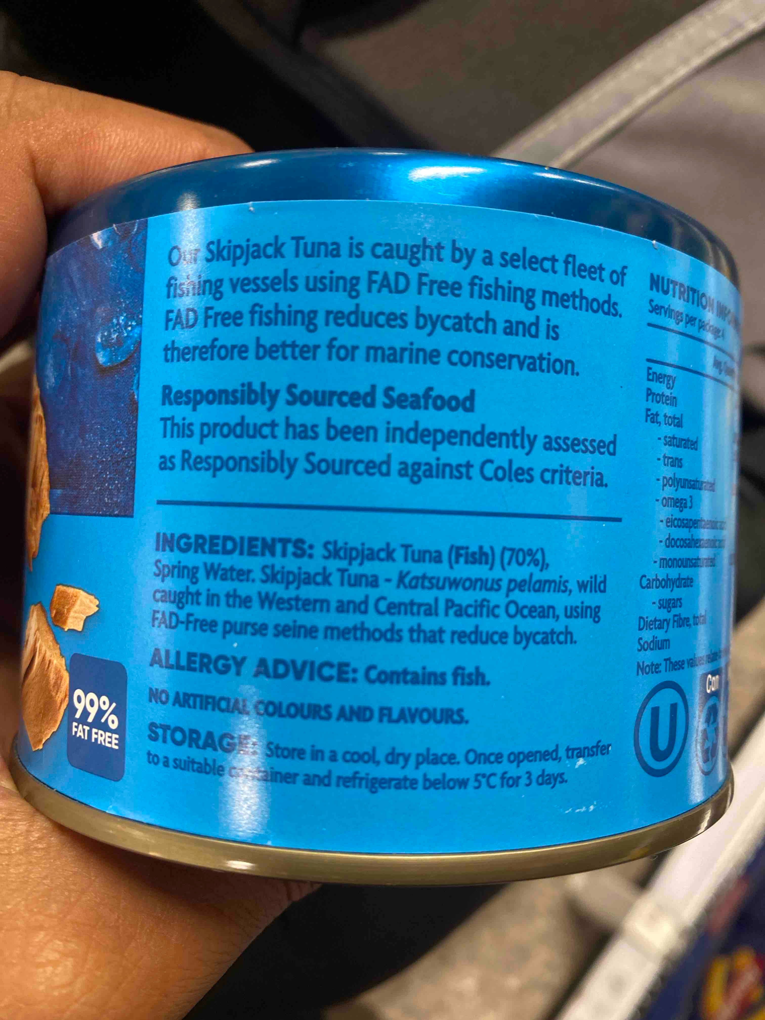 Coles Tuna Chunks In Springwater 425g is halal suitable, kosher | Halal Check