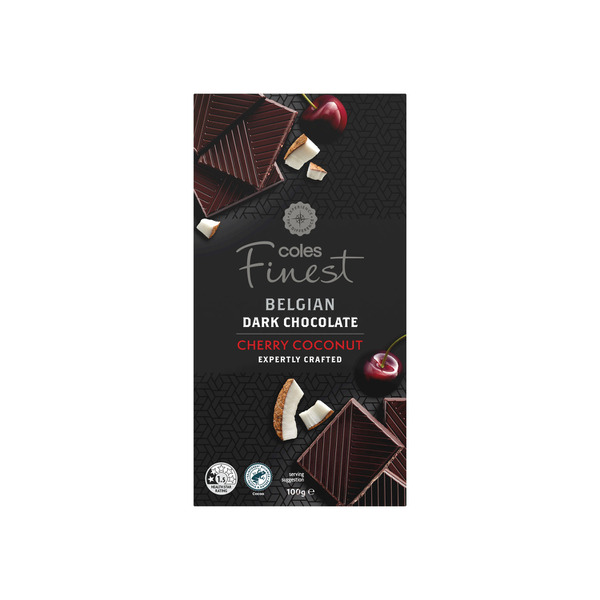 Coles Finest Dark Chocolate Block With Cherry And Coconut 100g Is coles-finest-dark-chocolate-block-with-cherry-and-coconut-100g-is