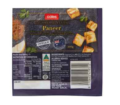 Coles Gourmet Selection Paneer | 200g is Halal, Install Mustakshif