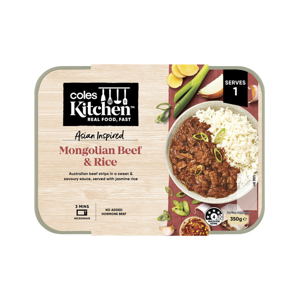 Coles Kitchen Mongolian Beef And Jasmine Rice | 350g is not Halal ...