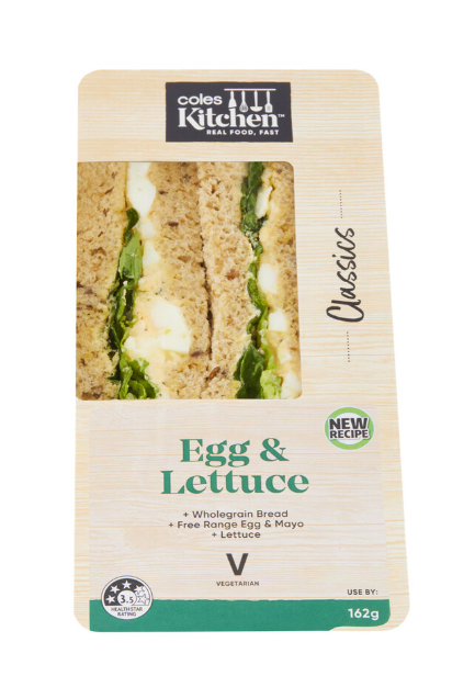 Coles Kitchen Egg & Lettuce Sandwich | 162g is Halal, Install Mustakshif
