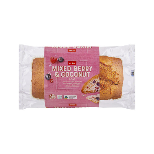 Coles Mixed Berry & Coconut Loaf | 500g is Halal, Install Mustakshif
