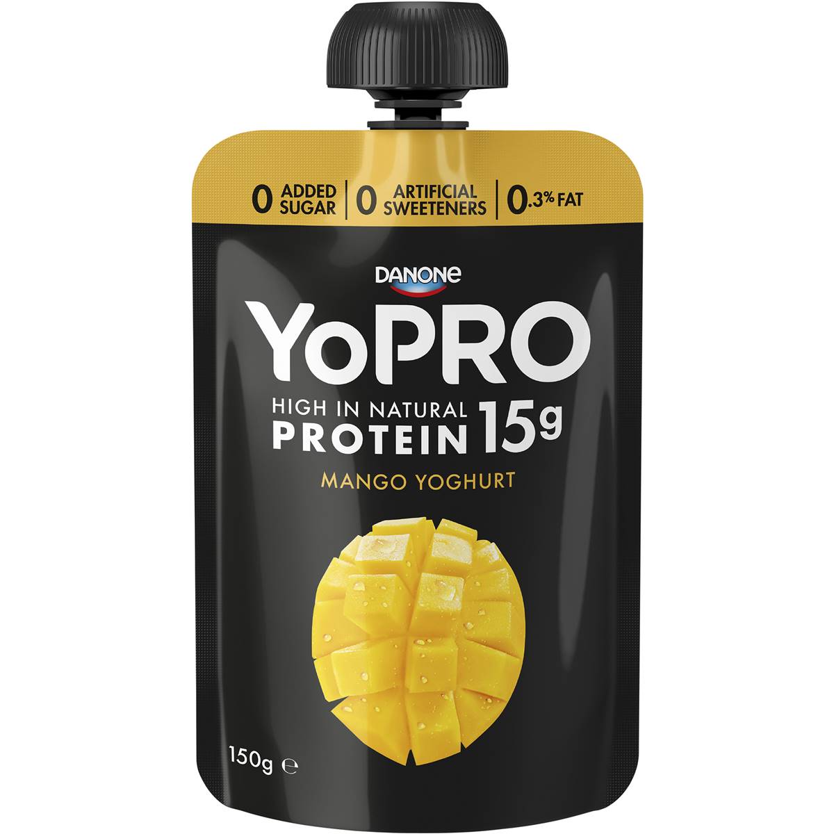 Danone Yopro High Protein Yoghurt Pouch No Added Sugar Mango 150g is ...