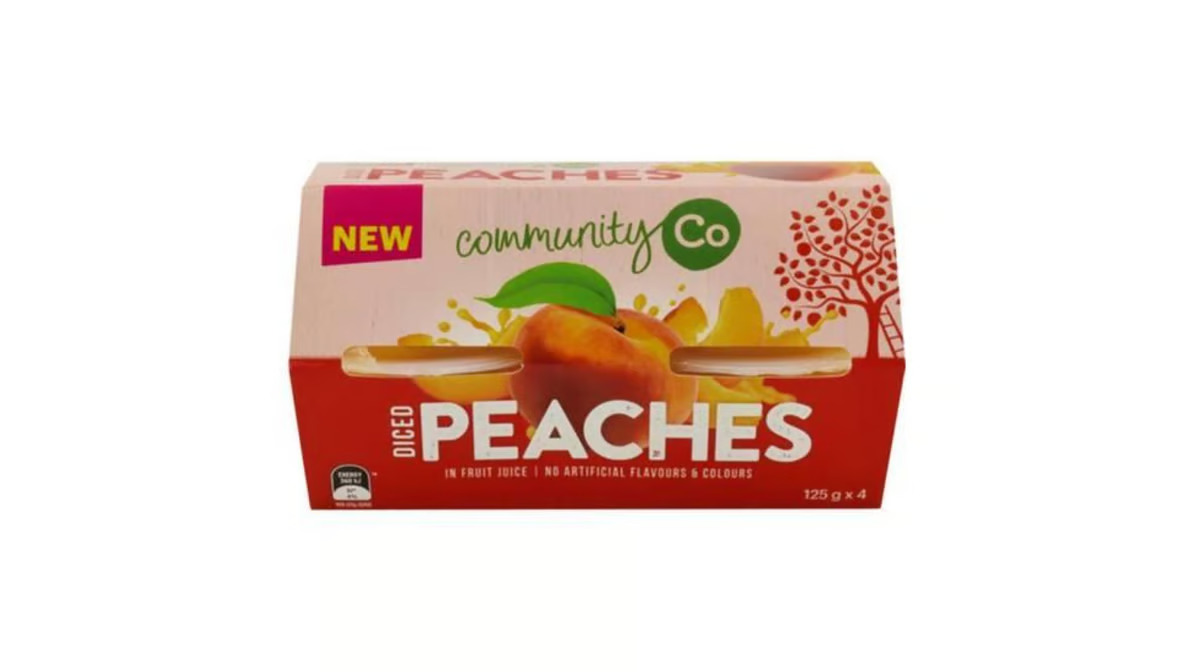 Community Co Diced Peach In Juice 4X125gm(ingredients not found) is ...