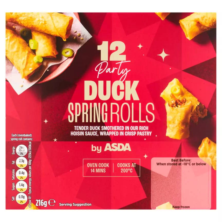 ASDA 12 Party Duck Spring Rolls 216g is not Halal, Install Mustakshif