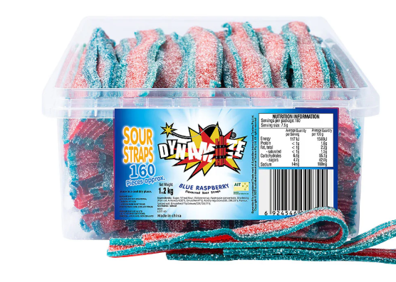 Check Halal status of Dynamite Sour Straps Tub Blue Raspberry 1.2kg ...