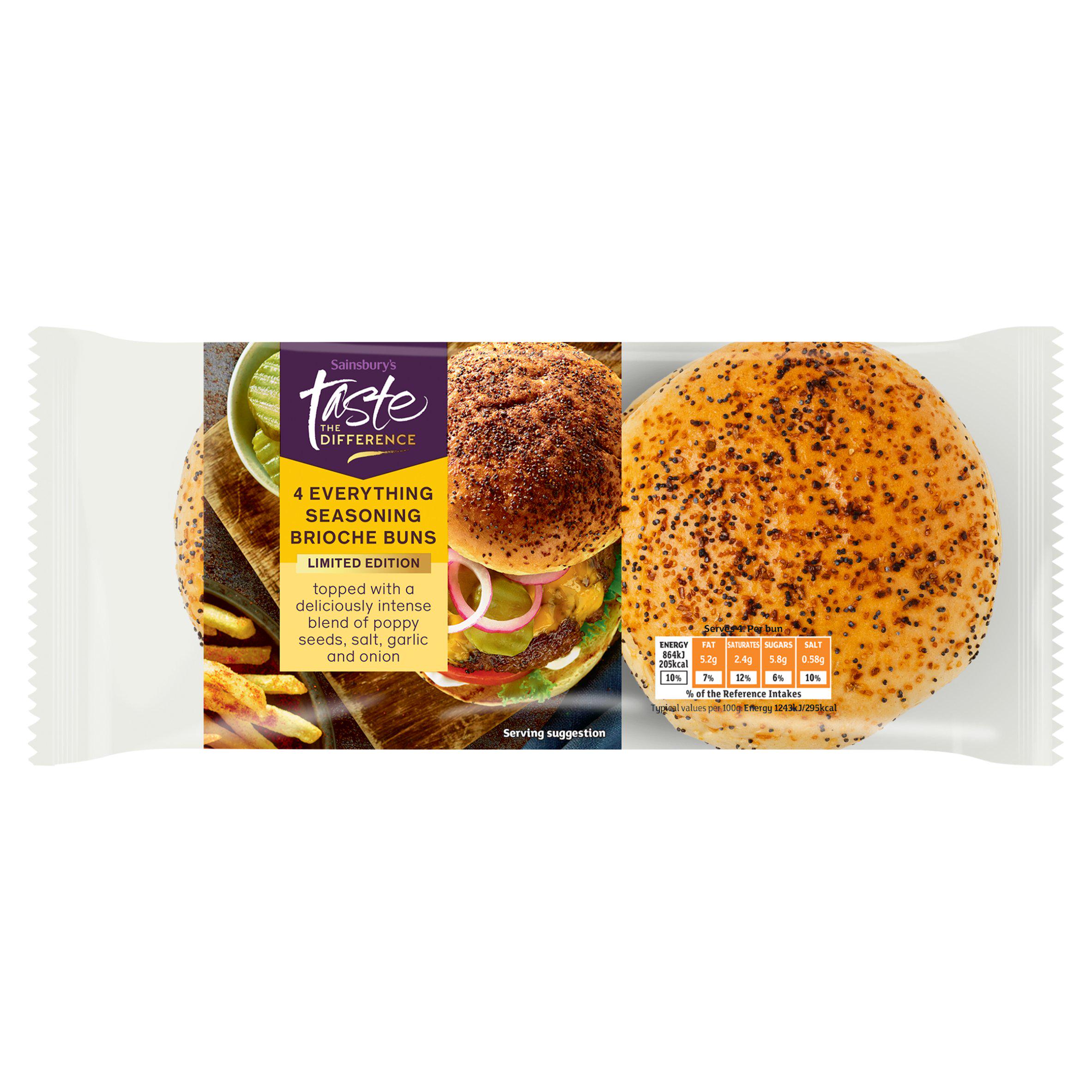 Sainsbury's Taste the Difference Everything Seasoning 4 Brioche Buns is ...