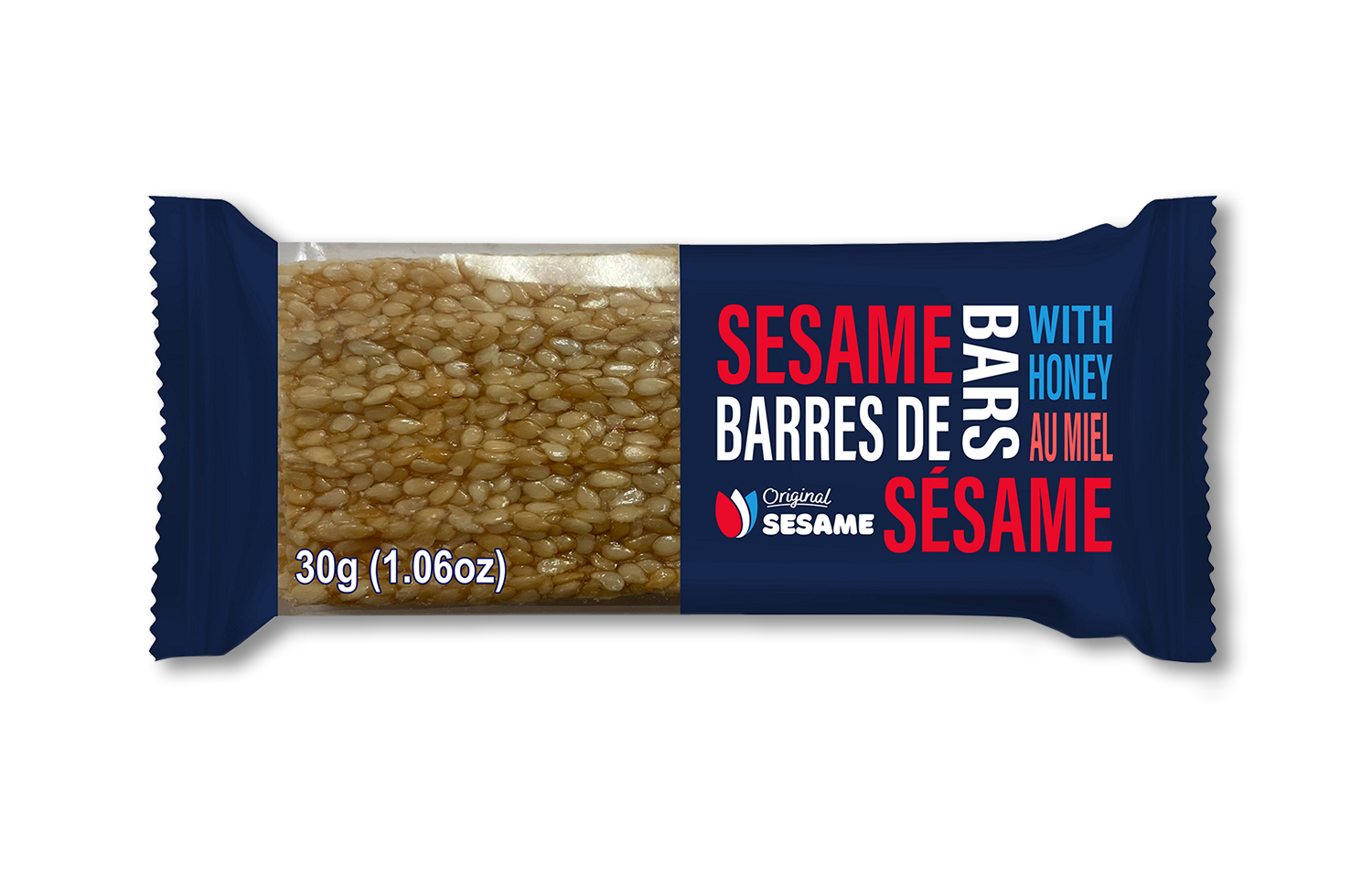 Exclusive Brands Sesame Bars With Honey - 30 g is Halal, Install Mustakshif