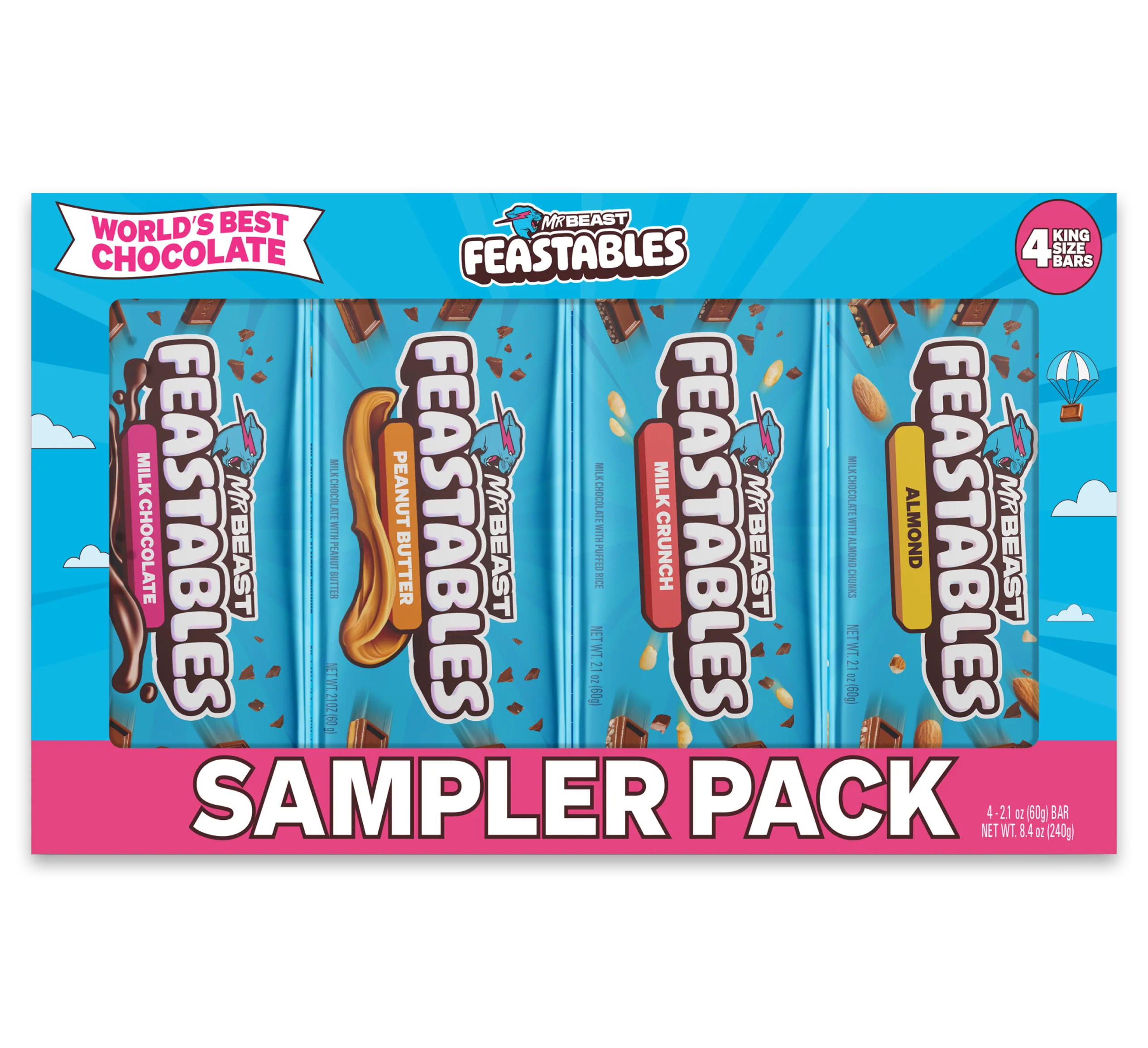 检查清真，状态，Feastables MrBeast Feastables MrBeast牛奶巧克力棒礼盒装，2.1盎司（60克），4块装 ...