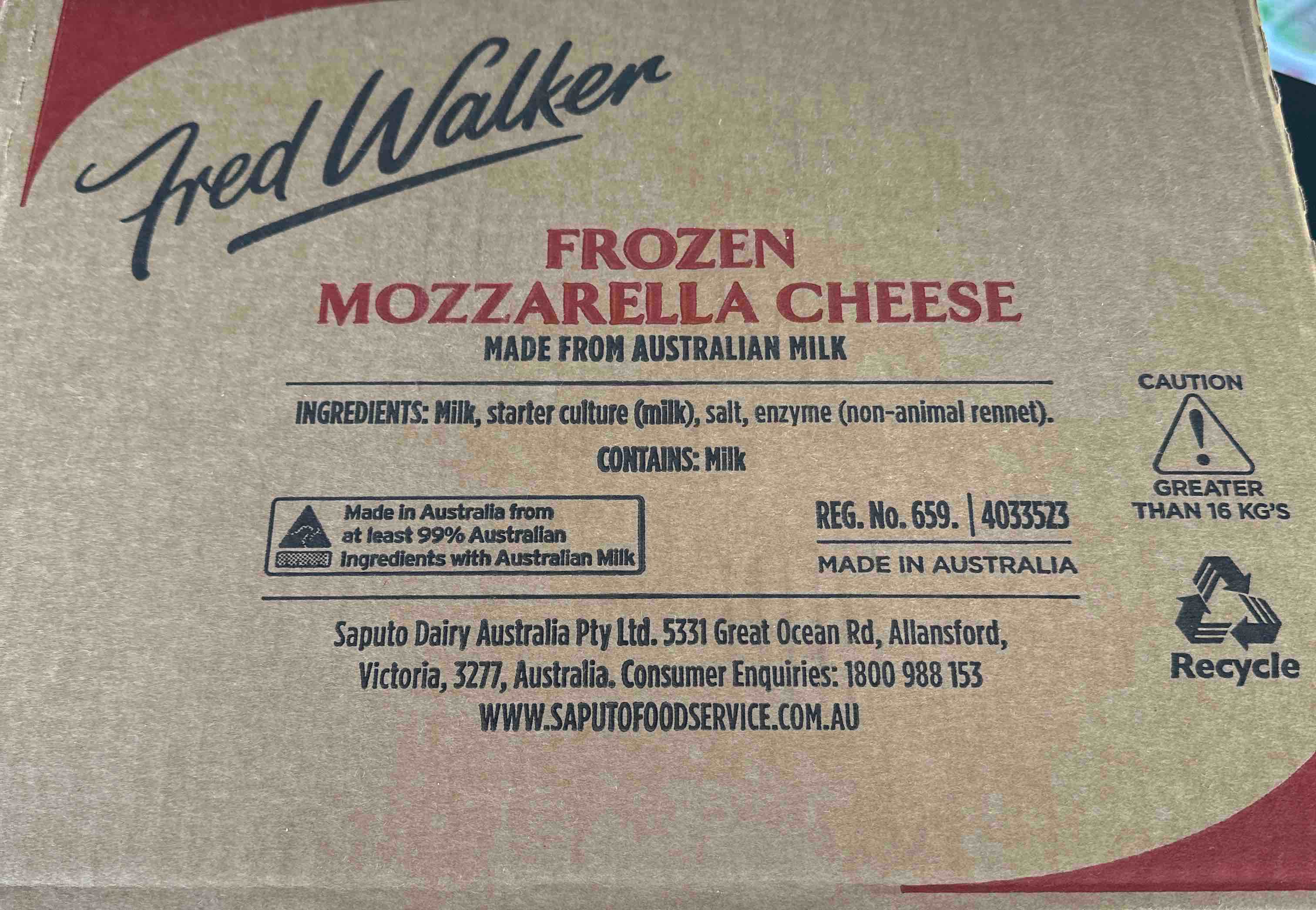 Check Halal status of Fred Walker FROZEN MOZZARELLA CHEESE, Install ...