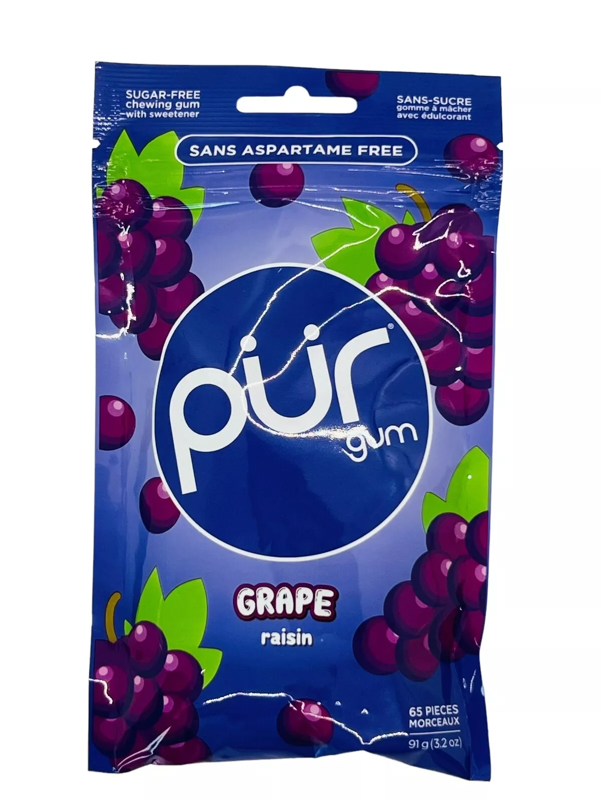 RARE Pur Chewing Gum Grape Flavour 100% Xylitol Sugar Free 65 pieces is ...