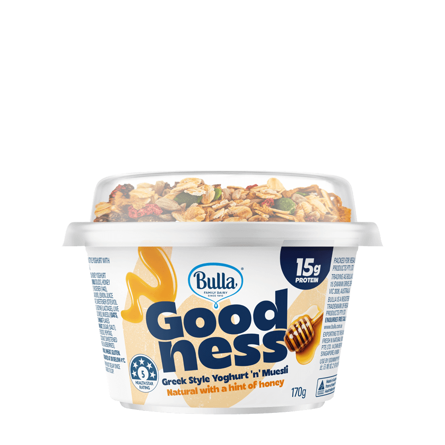 Bulla Goodness Greek Style Yoghurt ‘n’ Muesli – Natural with a hint of ...