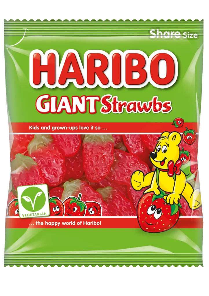 Haribo Giant Strawbs Fruit Gums 175G is Halal, Install Mustakshif