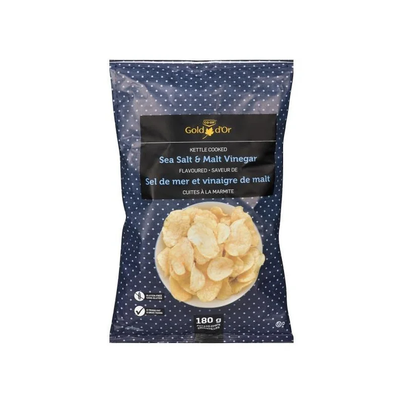 Co-op Gold Kettle Cooked Potato Chips Sea Salt & Malt Vinegar 180 g is ...