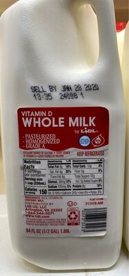 Vitamin D Whole Milk - Lidl - 64 fl oz is Halal, Install Mustakshif