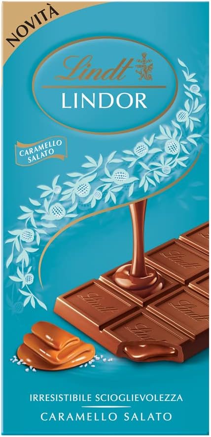 Lindt Lindor Salt Filled Milk Chocolate Tablet with Salted Caramel 100 ...