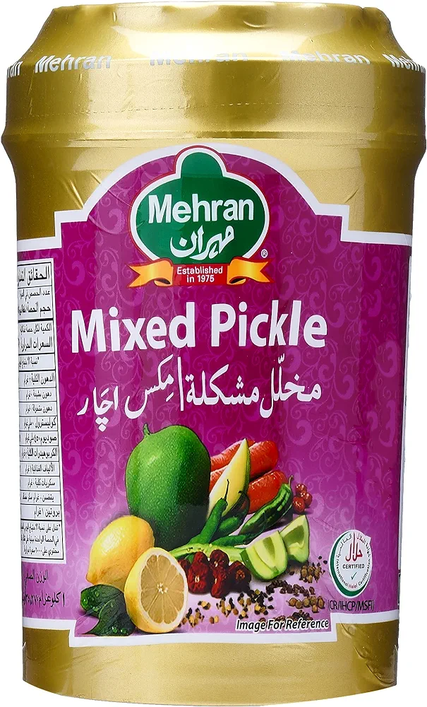 Mehran Mixed Pickle Jar, 1000 G is Halal, Install Mustakshif