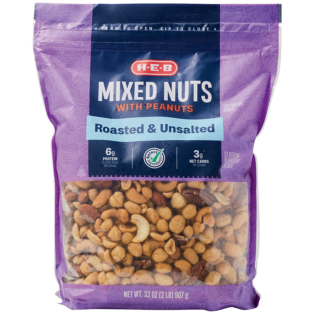 H-e-b Select Ingredients Unsalted Mixed Nuts With Peanuts is Halal ...