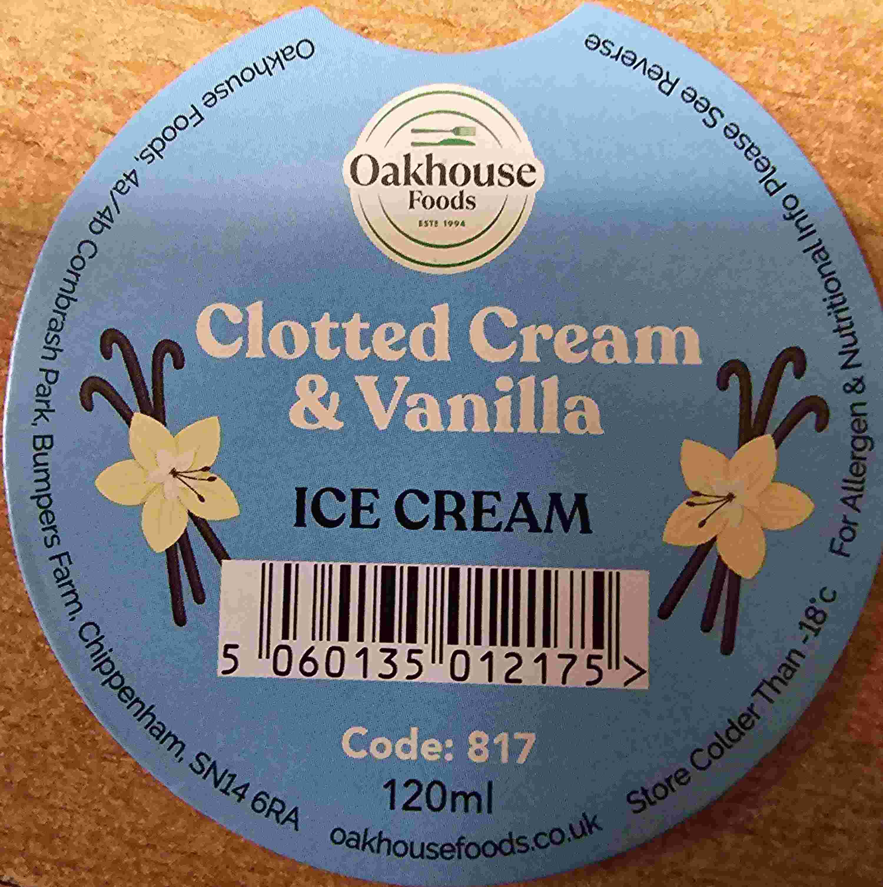 Check Halal status of Oakhouse foods Clotted Cream Vanilla Ice Cream ...