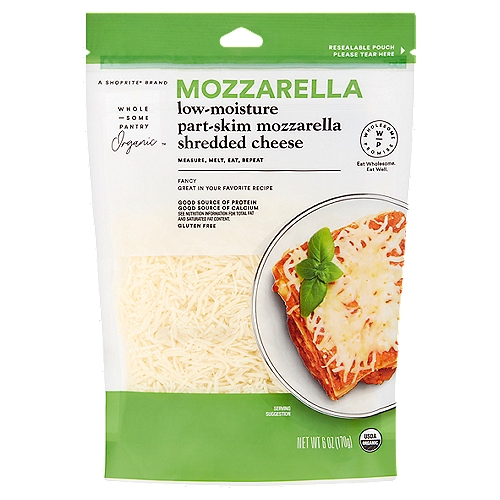 Shoprite Wholesome Pantry Organic Low-Moisture Part-Skim Mozzarella ...