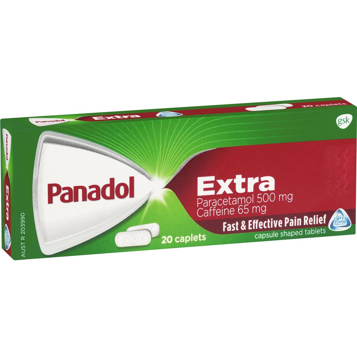 Panadol Extra For Pain Relief Paracetamol & Caffeine 500mg 20 Pack is ...
