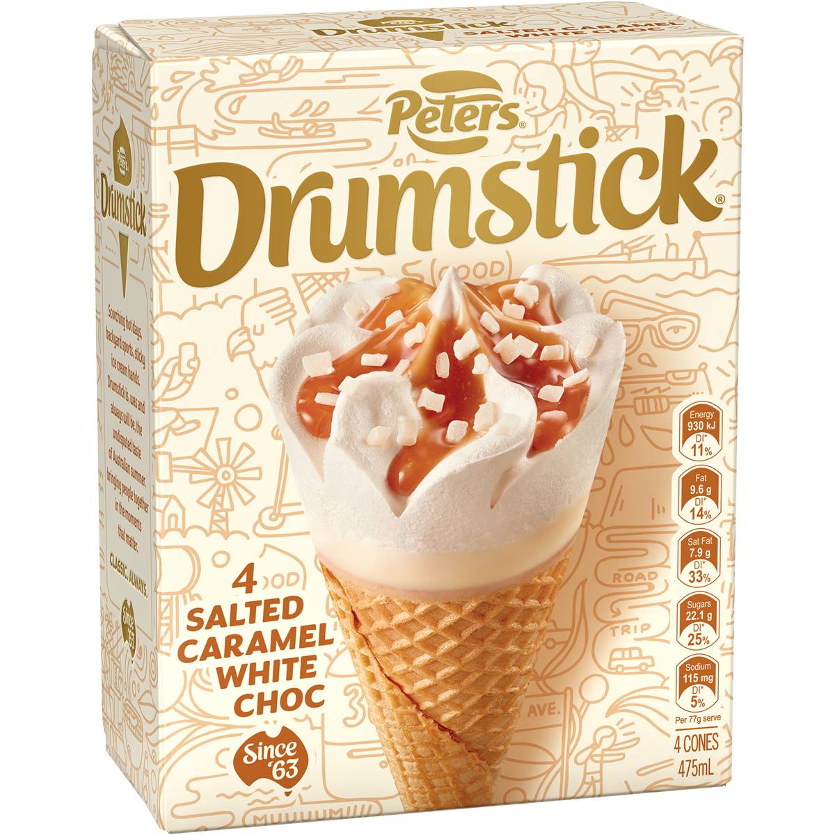 Peters Drumstick Salted Caramel White Chocolate 4 Pack Is Halal Peters Drumstick Salted Caramel White Chocolate 4 Pack Is Halal