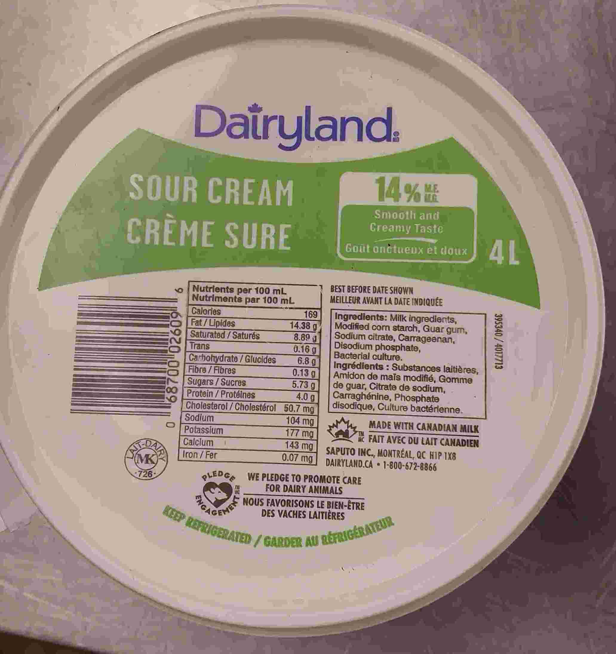 Check Halal, kosher status of Dairyland.SOUR CREAM CRÈME SURE, Install ...