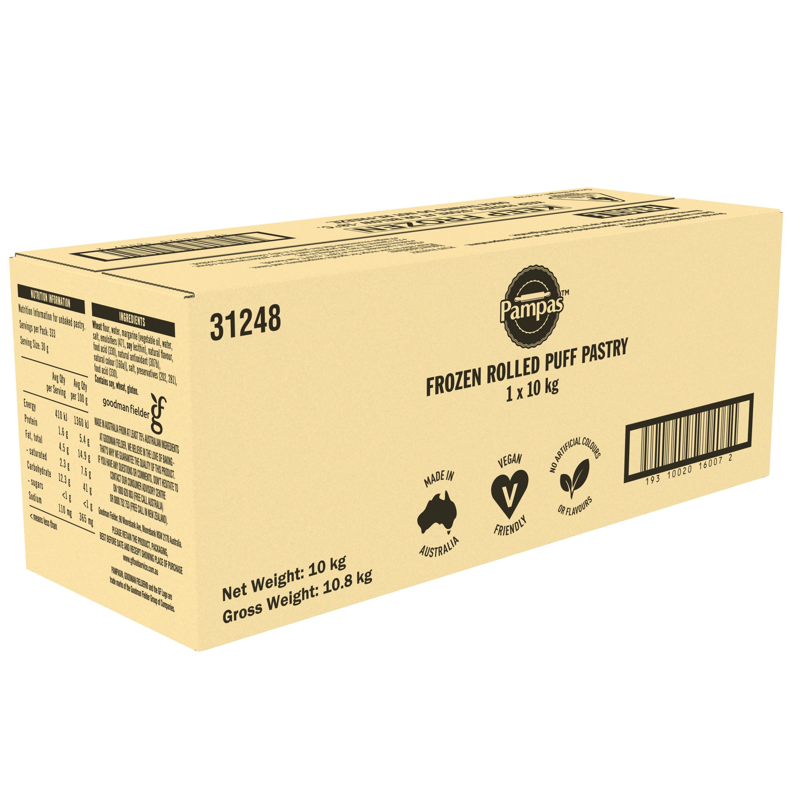Pampas Frozen Rolled Puff Pastry 10kg Is Halal Install Mustakshif
