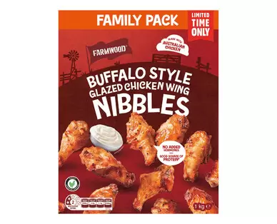 Farmwood Buffalo Style Glazed Chicken Wing Nibbles 1kg is not Halal ...